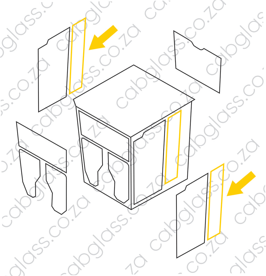 REAR OF DOOR L=R | BELL GRADER D SERIES – Cabglass
