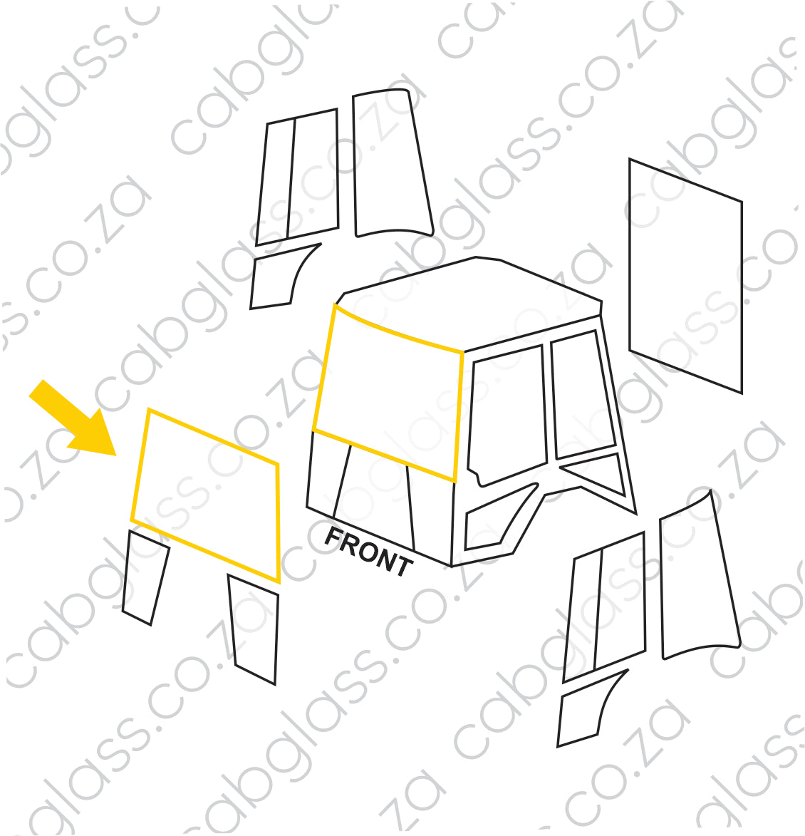 WINDSCREEN | CAT TLB F2 SERIES | Cabglass
